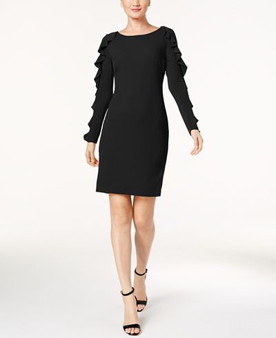Calvin Klein Ruffled-Sleeve Sheath Dress - Dresses - Women - Macy's