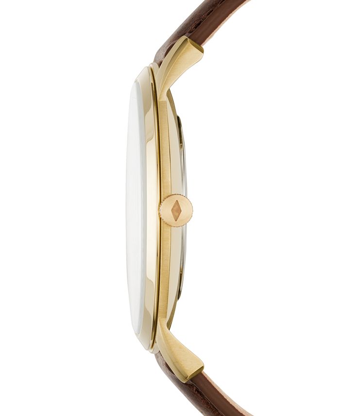 Fossil Men's Minimalist Brown Leather Strap Watch 44mm - Macy's