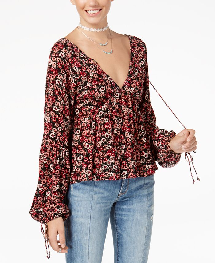 American Rag Juniors' Floral-Print Peasant Top, Created for Macy's - Macy's