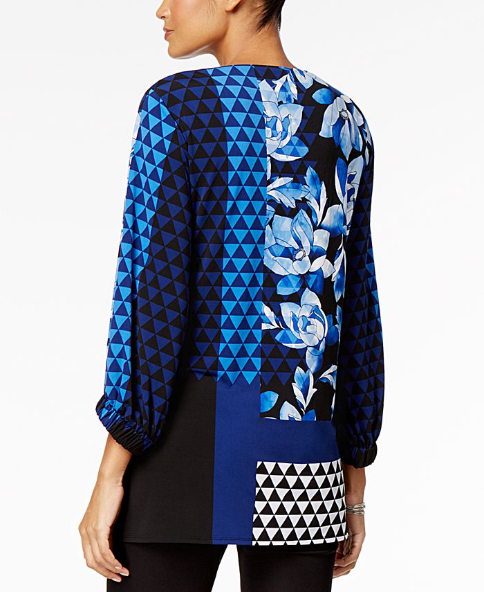 Alfani Petite Mixed-Print Tunic, Created for Macy's - Macy's