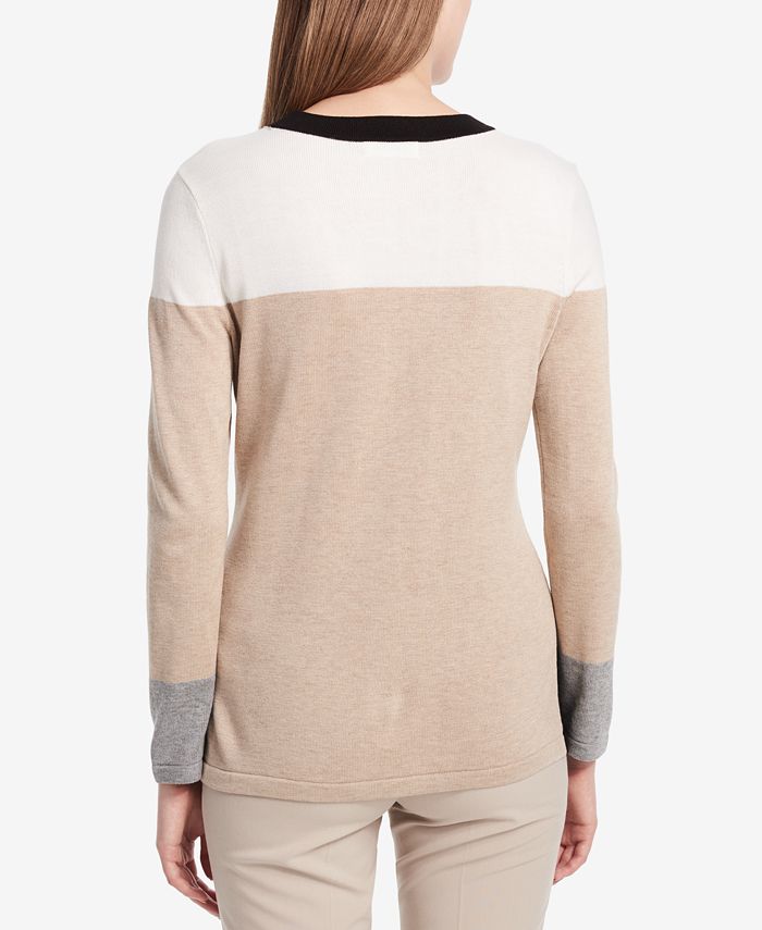 Calvin Klein Neutral Colorblocked Sweater - Macy's