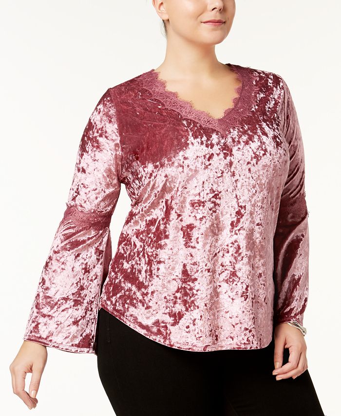 Almost Famous Trendy Plus Size Velvet Top - Macy's