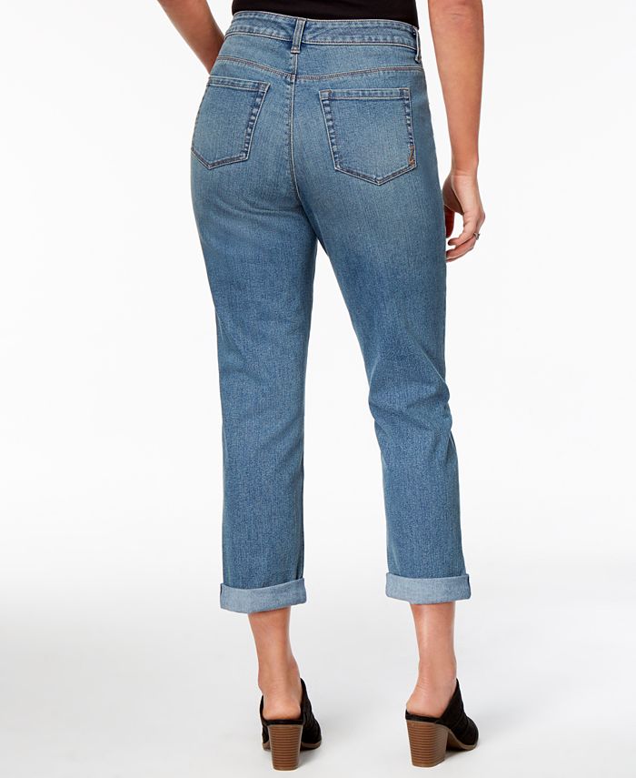 Style & Co Petite Curvy-Fit Boyfriend Capri Jeans, Created for Macy's ...