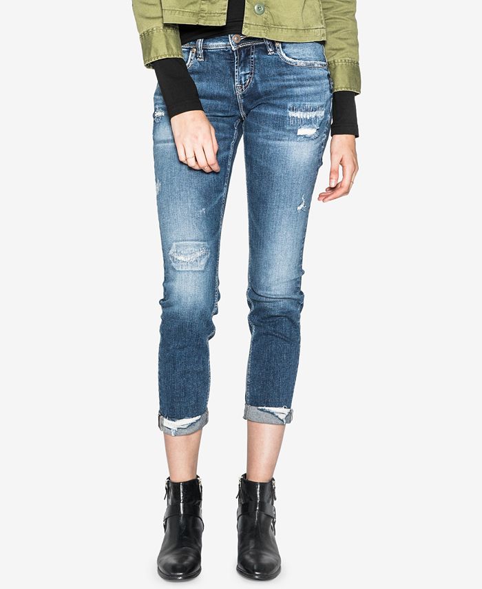 Silver Jeans Co. Sam Ripped Cuffed Skinny Jeans - Macy's