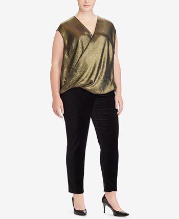 Lauren Ralph Lauren Plus Size Metallic Surplice Top - Macy's