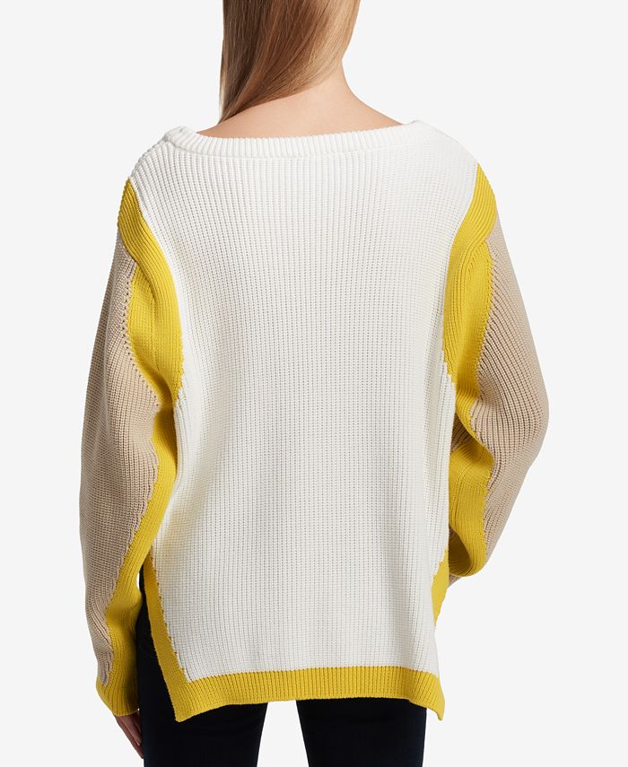 DKNY Cotton Colorblocked Sweater - Macy's