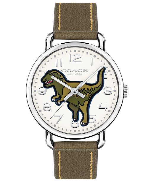 COACH Unisex Delancey & Rexy Fatigue Leather Strap Watch 40mm & Reviews ...