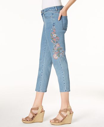 Charter Club Petite Embroidered Capri Jeans, Created for Macy's - Macy's