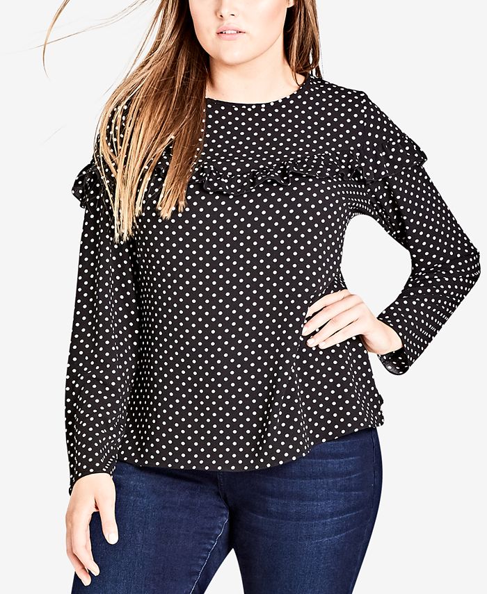City Chic Trendy Plus Size Ruffled-Trim Top - Macy's