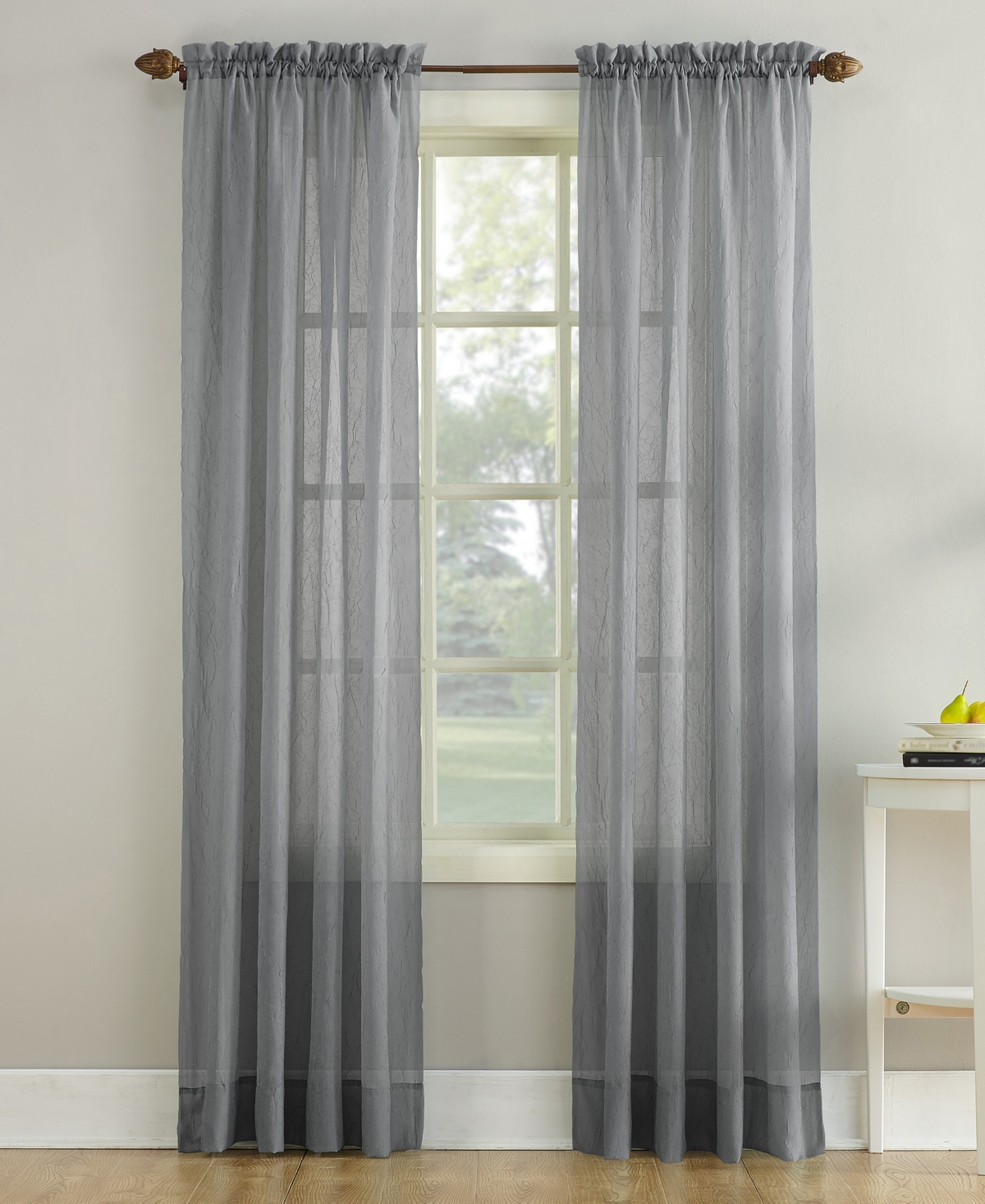 Click here for Crushed Sheer Voile Rod Pocket Curtain Panel - Cha... prices