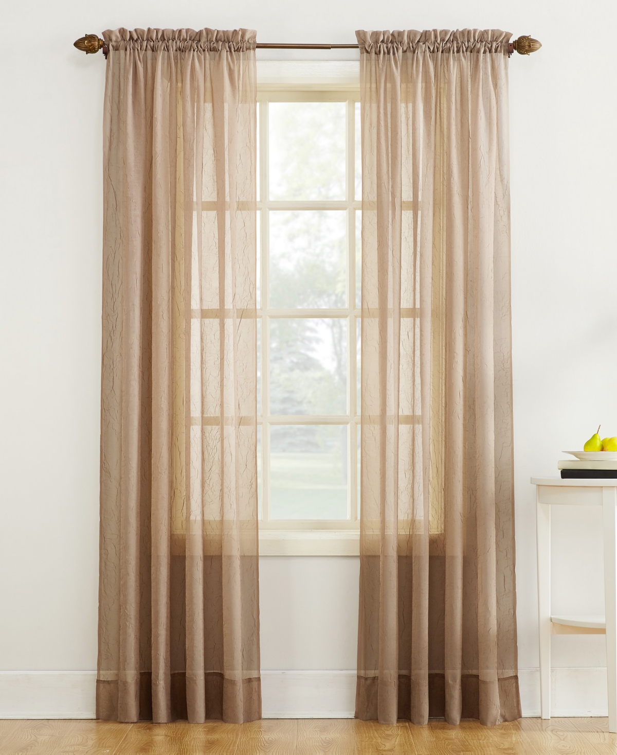 Click here for Crushed Sheer Voile Rod Pocket Curtain Panel - Tau... prices