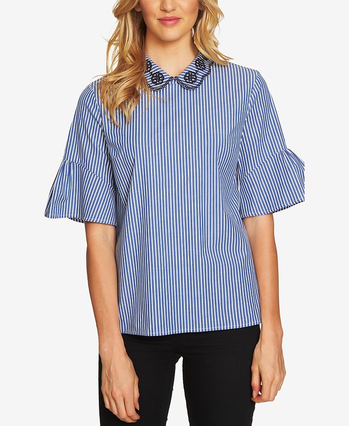 CeCe Ruffle-Sleeve Embroidered Blouse - Macy's