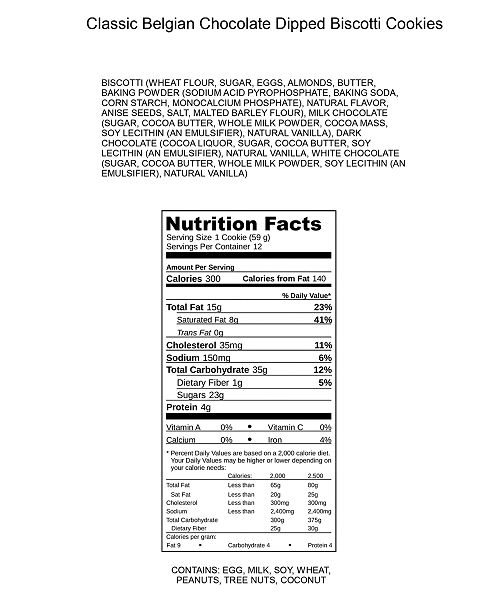 Chocolate Covered Company 12-Pc. Belgian Chocolate Dipped Biscotti ...