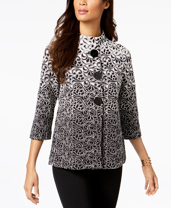JM Collection Ombré Mandarin-Collar Jacket, Created for Macy's - Macy's