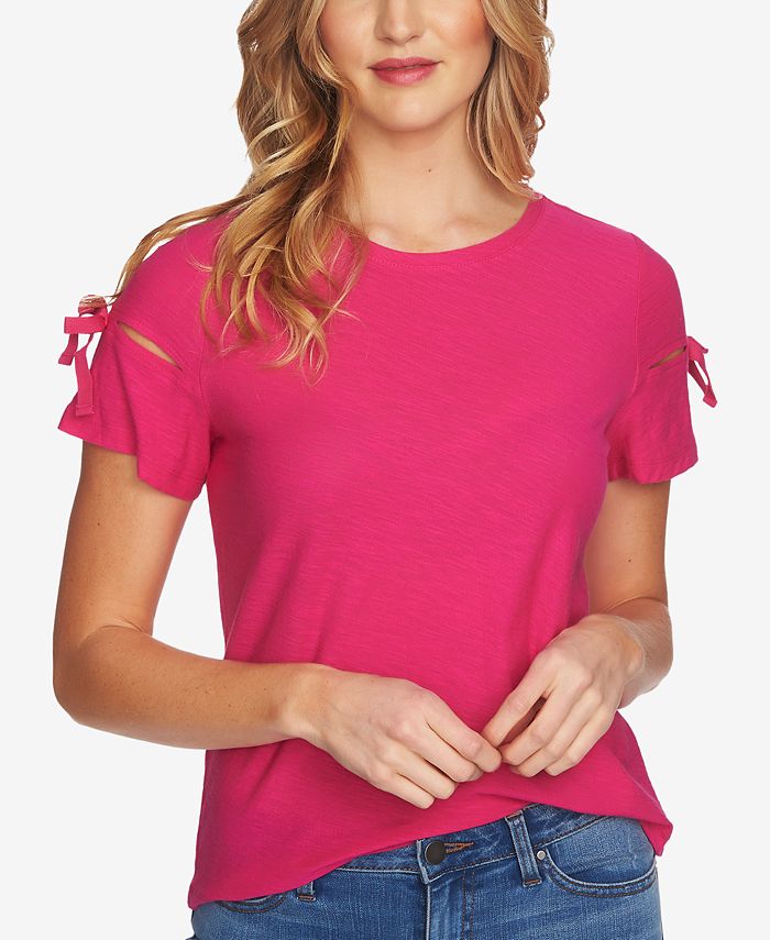 CeCe Crew-Neck Tie-Sleeve Top - Macy's