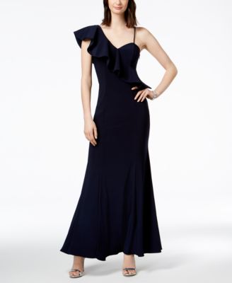 Xscape Asymmetrical Ruffle Gown - Macy's