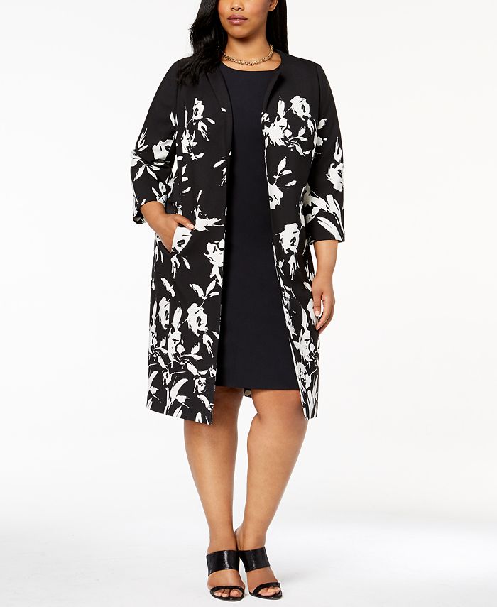 Kasper Plus Size Floral-Print Topper Jacket - Macy's
