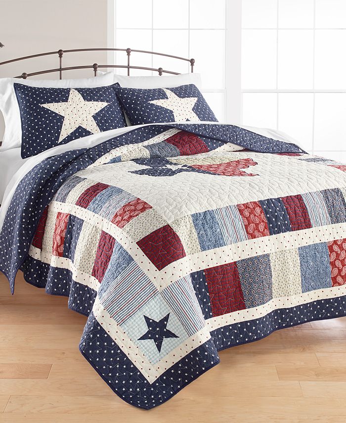 Martha Stewart Collection Texas Patchwork Cotton Twin Quilt, Created ...