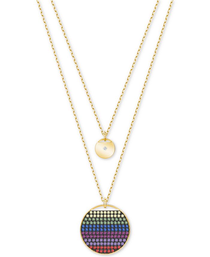 Swarovski Gold-Tone Multicolor Crystal Disc Double-Layer Pendant ...