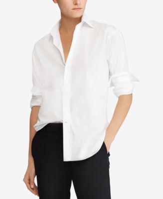 Polo Ralph Lauren Cotton Lace-Up Back Boyfriend Shirt - Macy's
