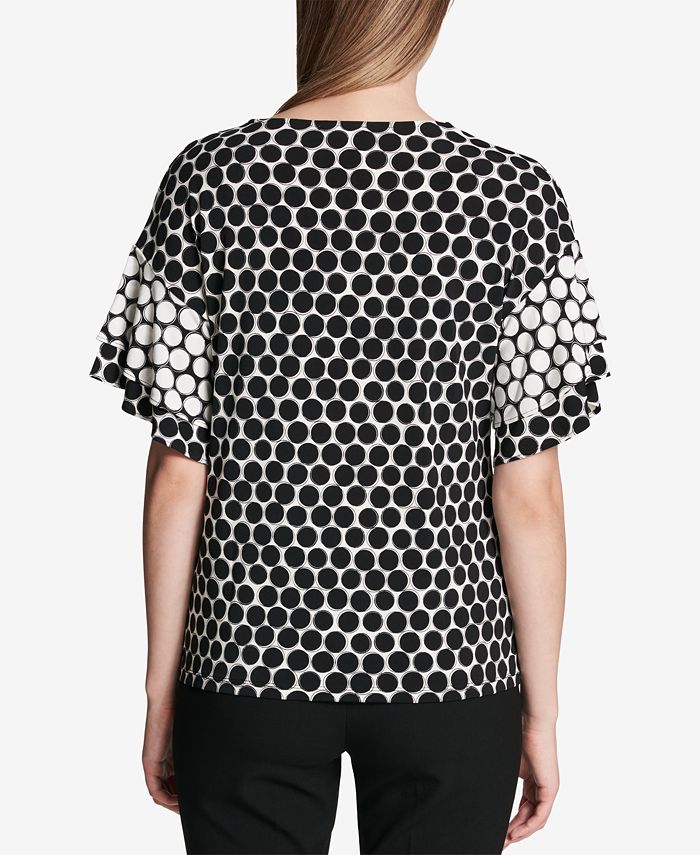 Calvin Klein Printed Hardware-Neck Top - Macy's