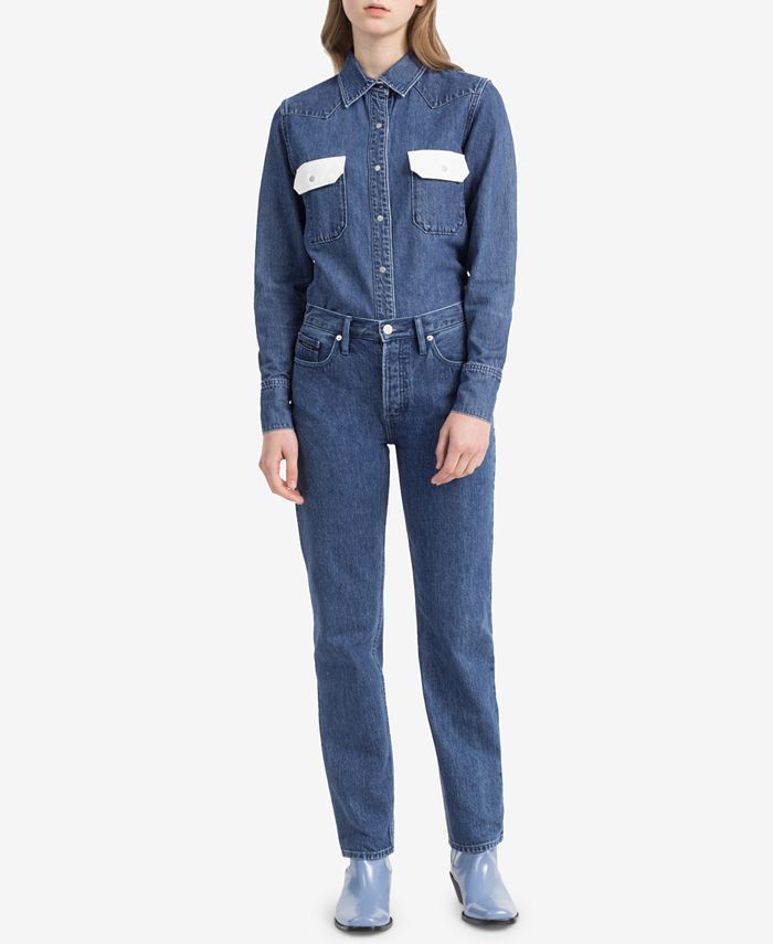 Calvin Klein Jeans Cotton Western Shirt - Macy's Calvin Klein Jeans Cotton Western Shirt - Macy's