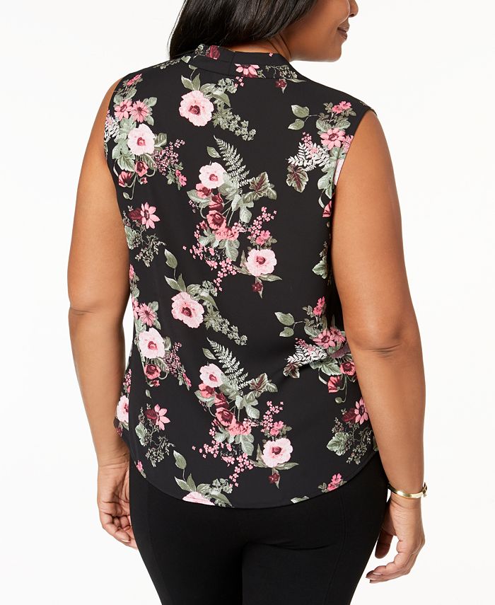 Nine West Plus Size Floral-Print Shell - Macy's