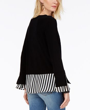 INC International Concepts I.N.C. Striped-Contrast Layered-Look Top ...