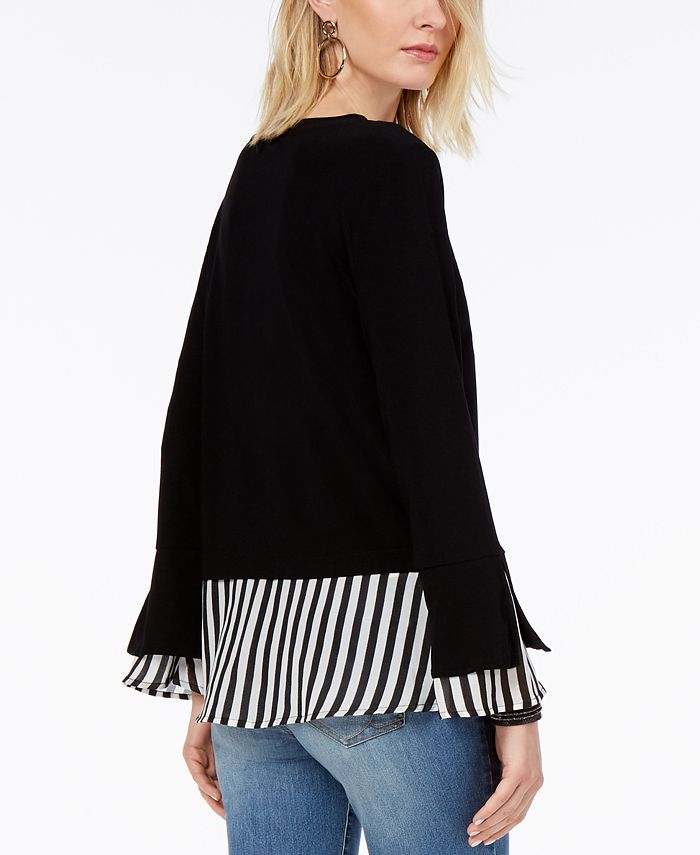 INC International Concepts I.N.C. Striped-Contrast Layered-Look Top ...