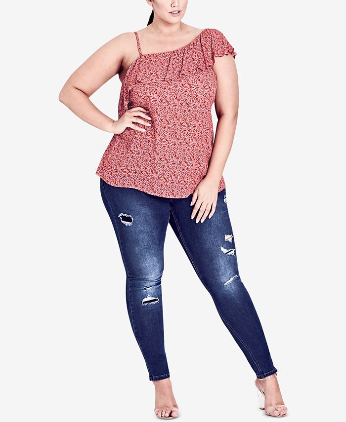 City Chic Trendy Plus Size One-Shoulder Top - Macy's