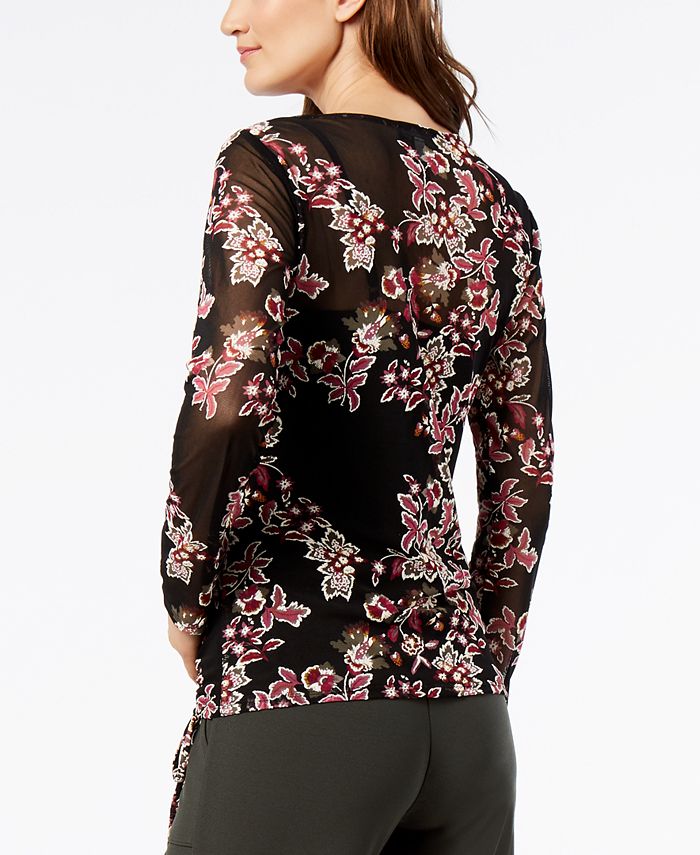 INC International Concepts I.N.C. Petite Printed Ruched Top, Created ...