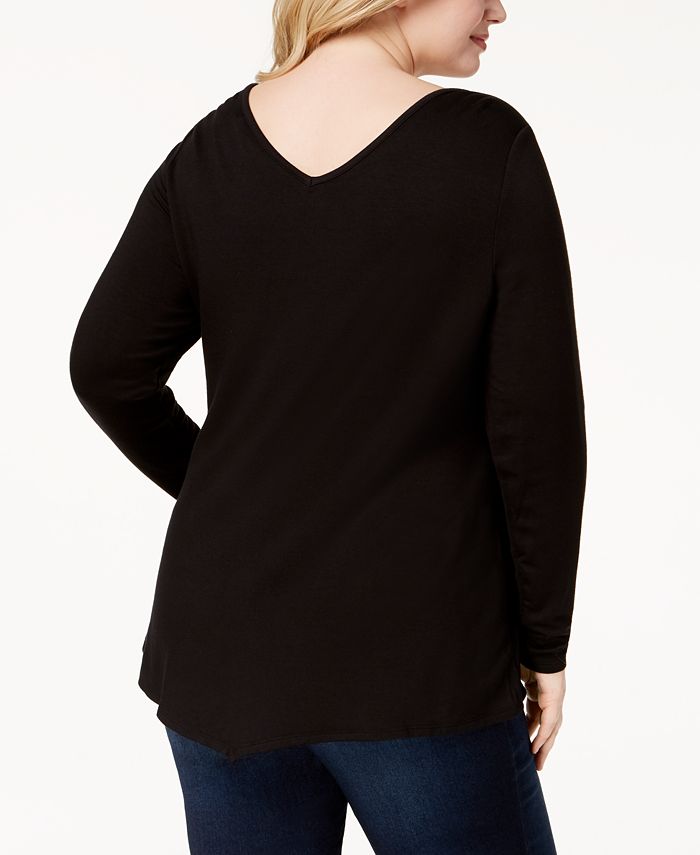 Belldini Plus Size Grommet Lace-Up Tunic - Macy's