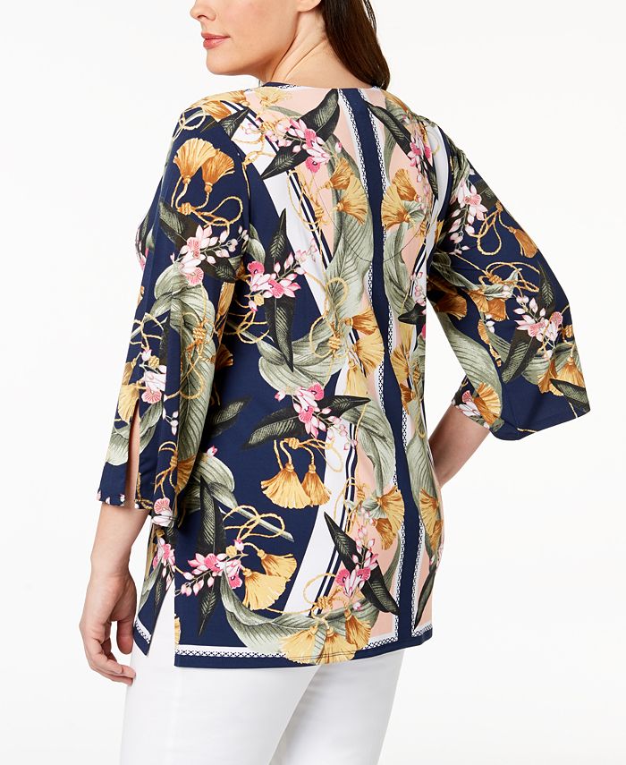 JM Collection Plus Size Chain Lace-Up Top, Created for Macy's - Macy's