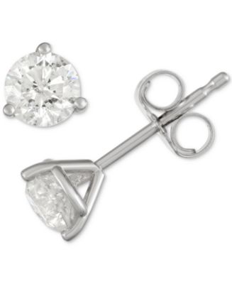 Diamond Three-Prong Stud Earrings (3/4 ct. t.w.) in 14k White Gold - Macy's