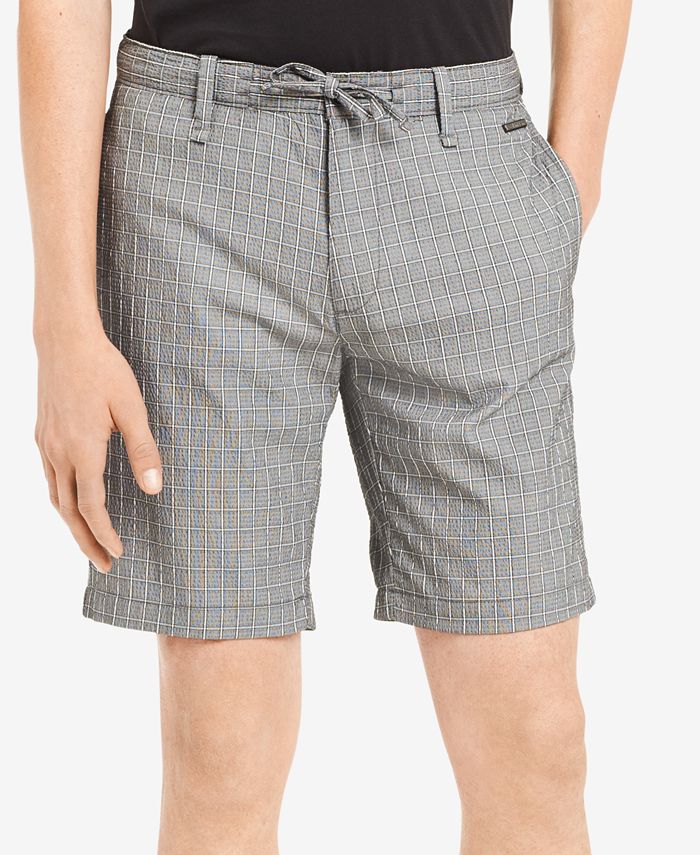 Calvin Klein Mens Classic Fit Stretch Windowpane Seersucker 9 Shorts