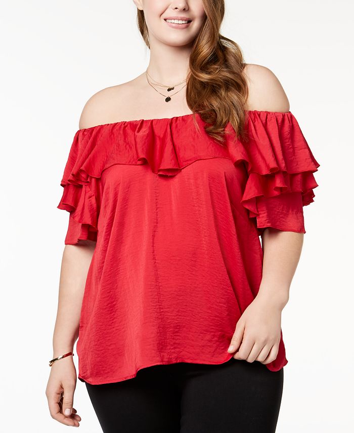 Love Scarlett Plus Size Ruffled Off-The-Shoulder Top - Macy's