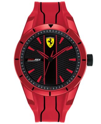 Ferrari Men's Red Rev Red Silicone Strap Watch 44mm - Macy's