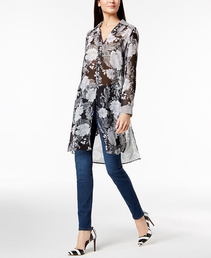 INC International Concepts I.N.C. Mixed-Print Tunic Blouse, Created for ...