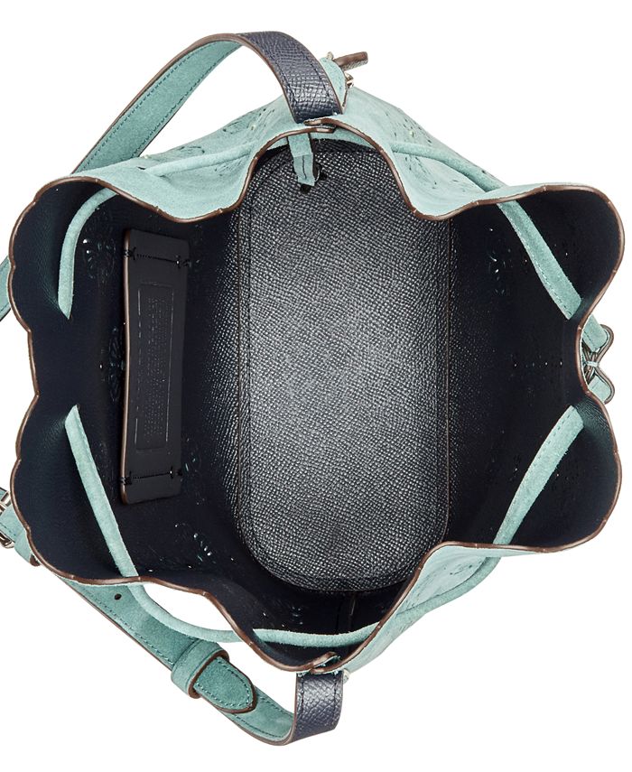 COACH Suede Mini Bucket Bag 16 with Cut Out Tea Rose - Macy's