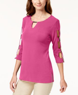 JM Collection Petite Ladder-Sleeve Top, Created for Macy's - Macy's