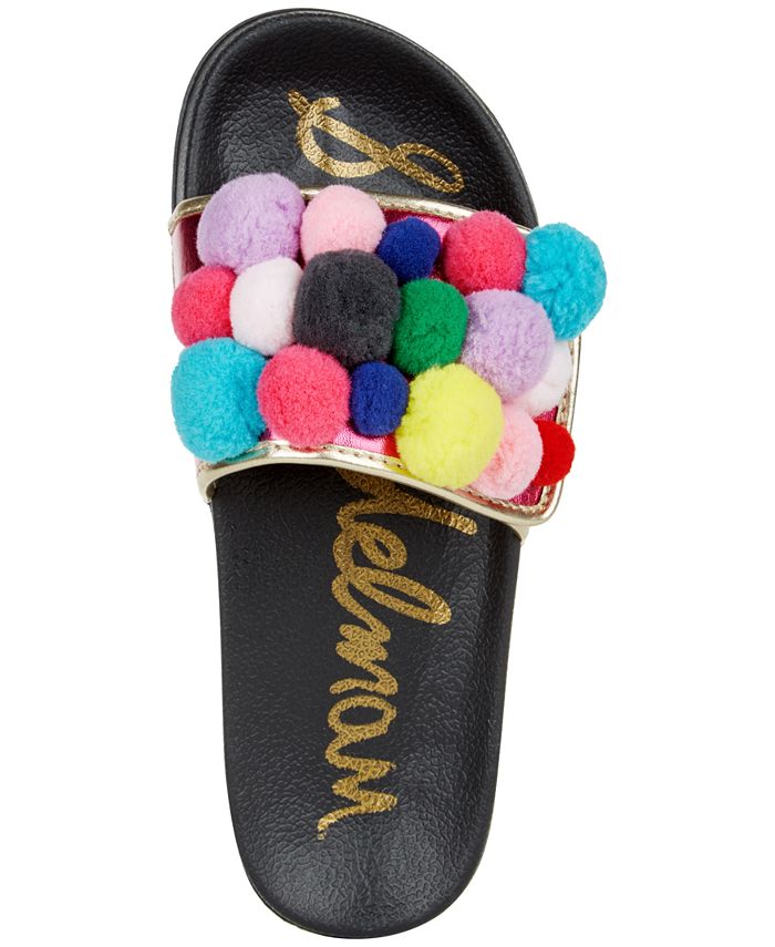 Sam Edelman Mackie Cayman Pom-Pom Slide Sandals, Little Girls & Big ...