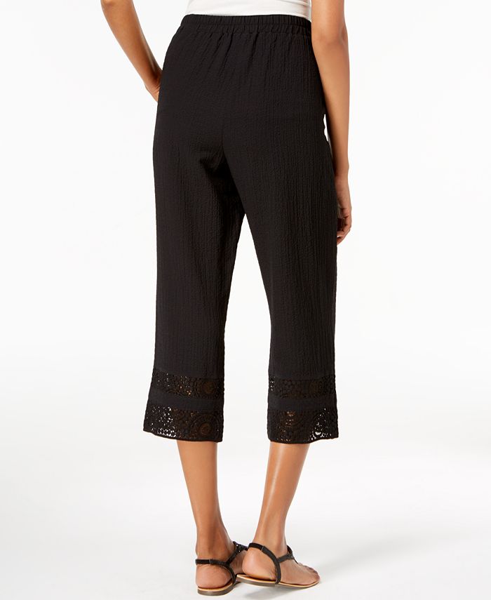 JM Collection Cropped Crochet-Trim Pants, Created for Macy's - Macy's
