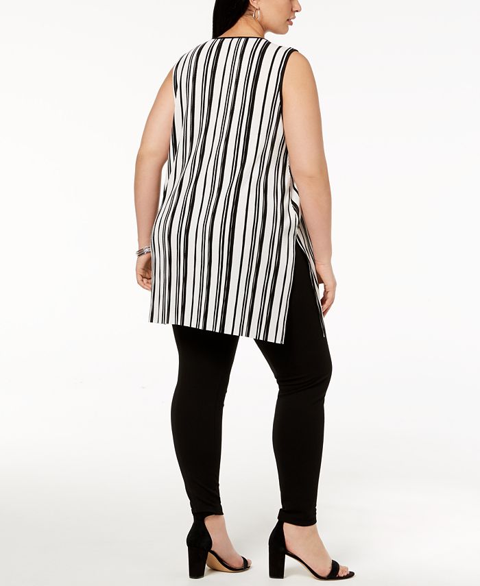 Alfani Plus Size Striped Split-Hem Tunic, Created for Macy's - Macy's