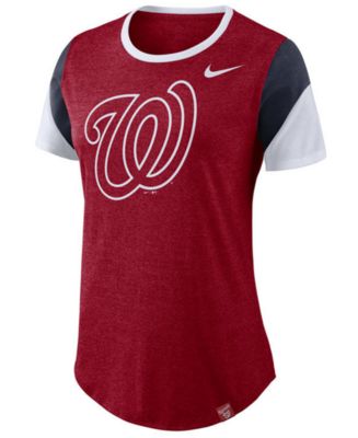Nike Women's Washington Nationals Tri-Blend Crew T-Shirt - Macy's