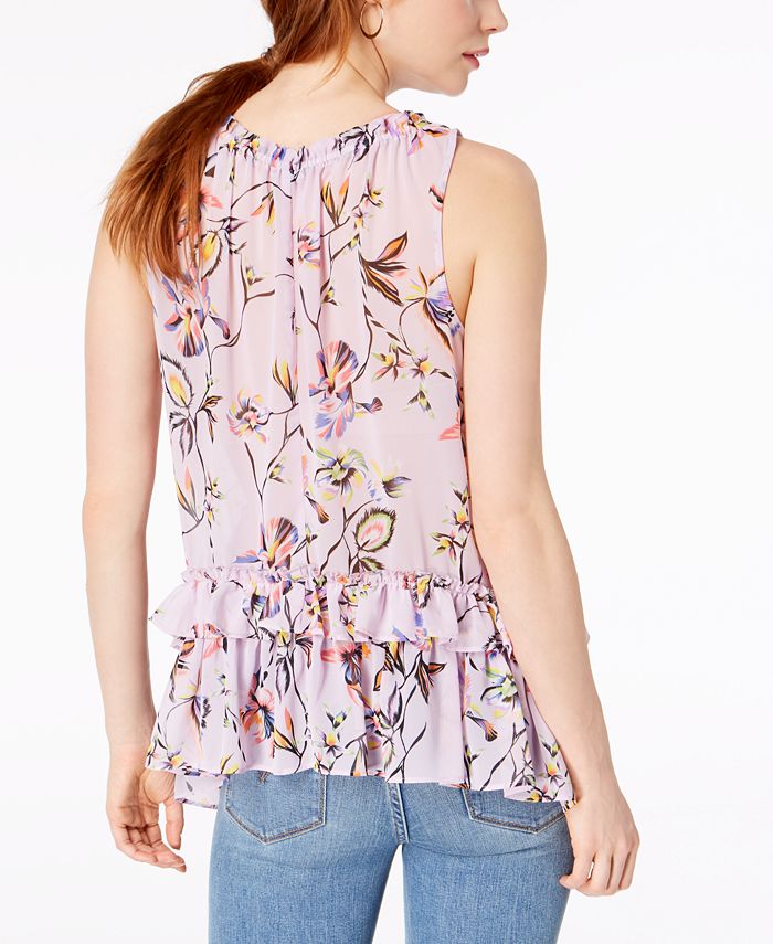 Bar III Printed Ruffled High-Low Top, Created for Macy's - Macy's