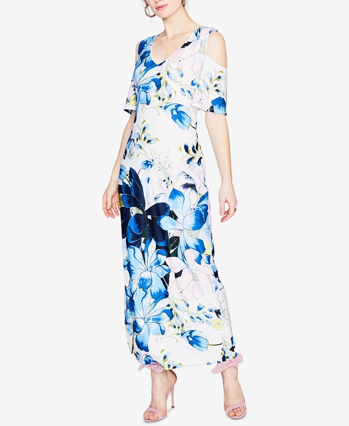 RACHEL Rachel Roy Printed Cold-Shoulder Maxi Dress - Macy's