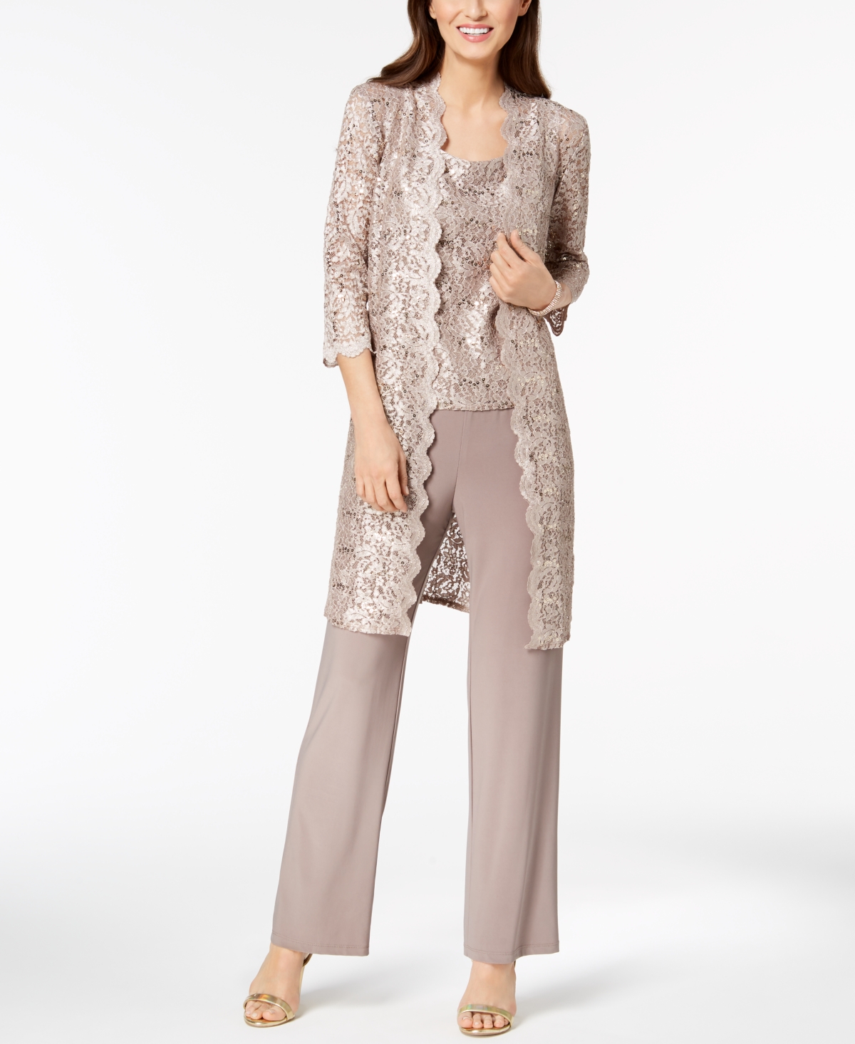 Click here for R & M Richards 3-Pc. Sequined Lace Pantsuit & Jack... prices