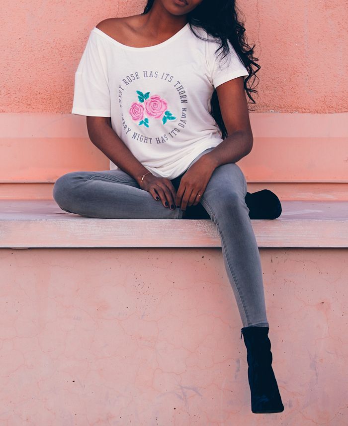 True Vintage Rose-Embroidered Graphic T-Shirt - Macy's