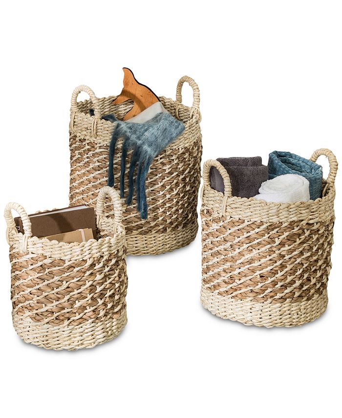 Honey Can Do Coastal Collection 3-Pc. Nesting Storage Bins - Macy's