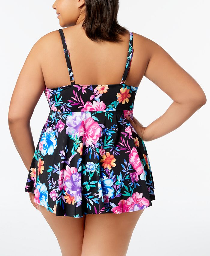 Swim Solutions Plus Size Gracious Printed Underwire Tankini Top